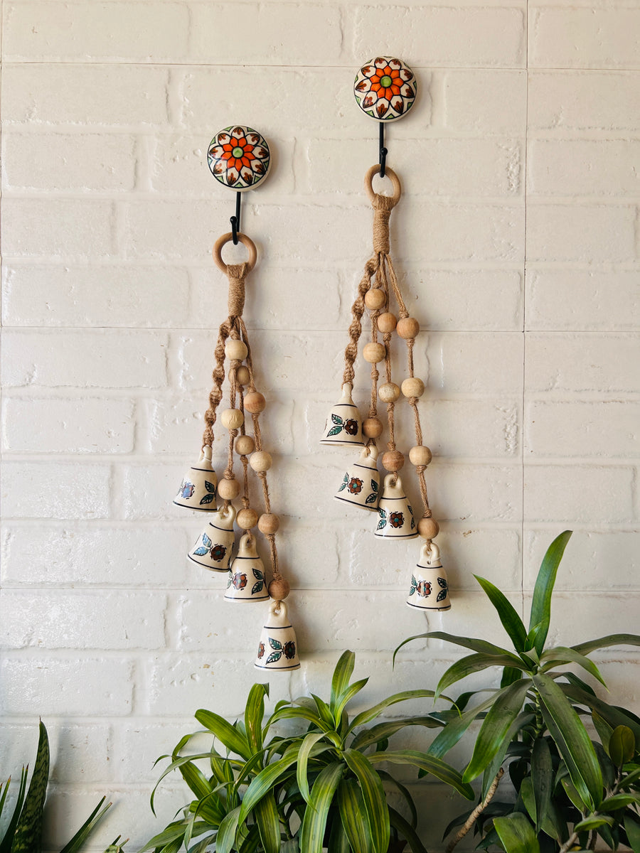 RUSTIC | Symphony Chimes | Bunch of 4 (mini) bells with Ceramic Hook ...