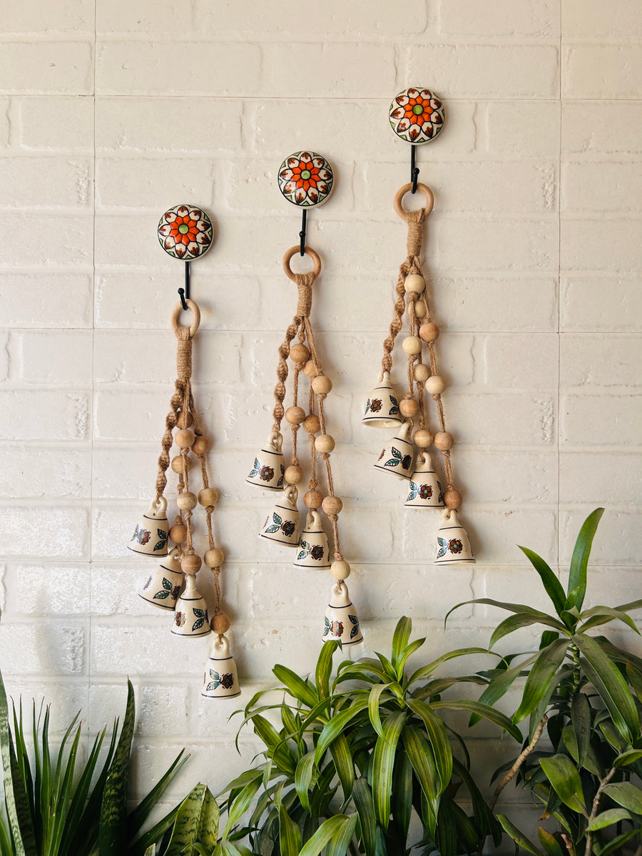 RUSTIC | Symphony Chimes | Bunch of 4 (mini) bells with Ceramic Hook ...