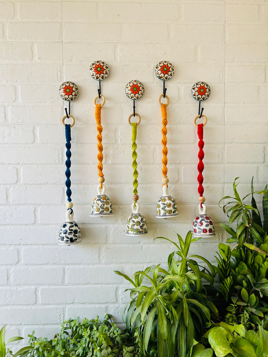 SET OF FIVE | Ceramic Macrame Bells with Ceramic Hooks (Buy 4 get 1 fr ...