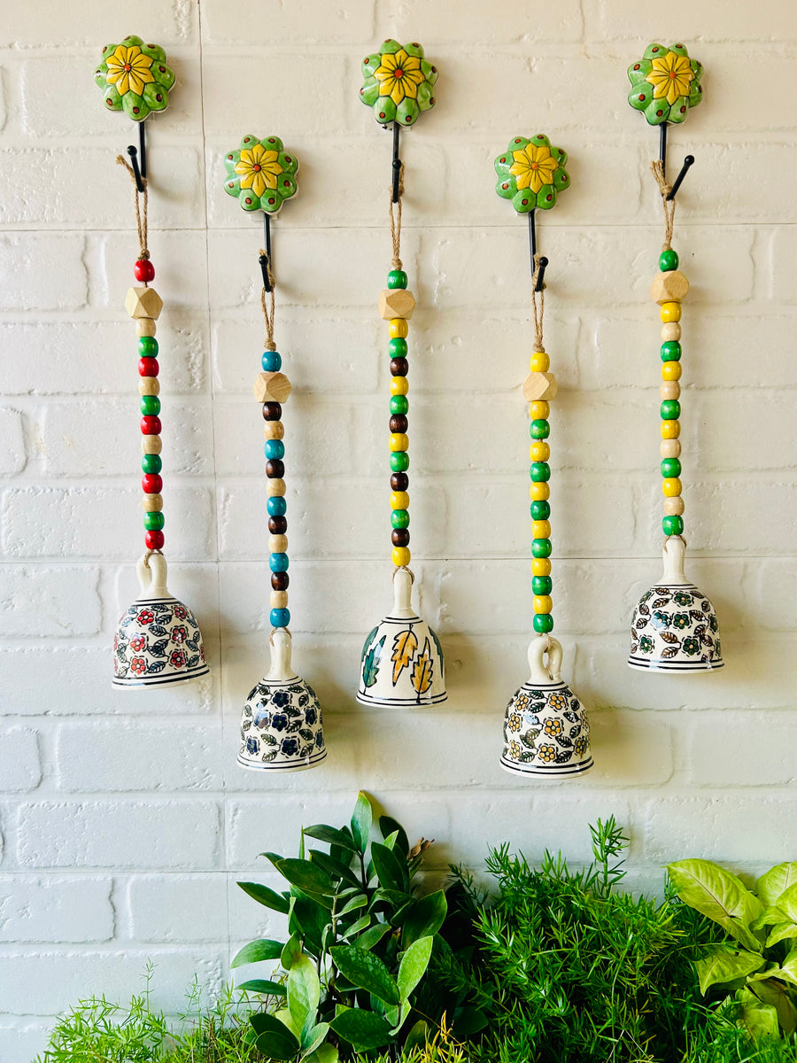 SET OF FIVE | Ceramic Beaded Bells with Ceramic Hooks (BUY 4 GET 1 FRE ...